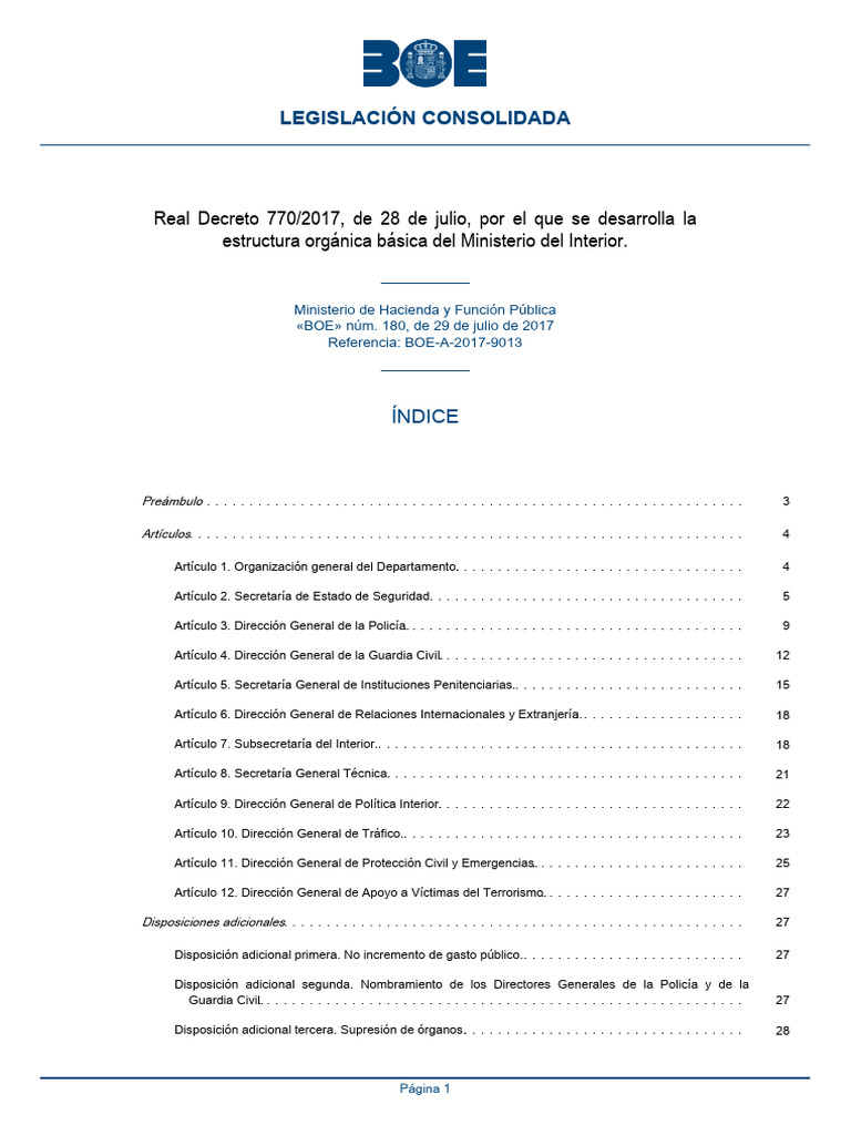 BOE A 2017 9013 Consolidado | PDF | Ministerio (Departamento de Gobierno) | Policía