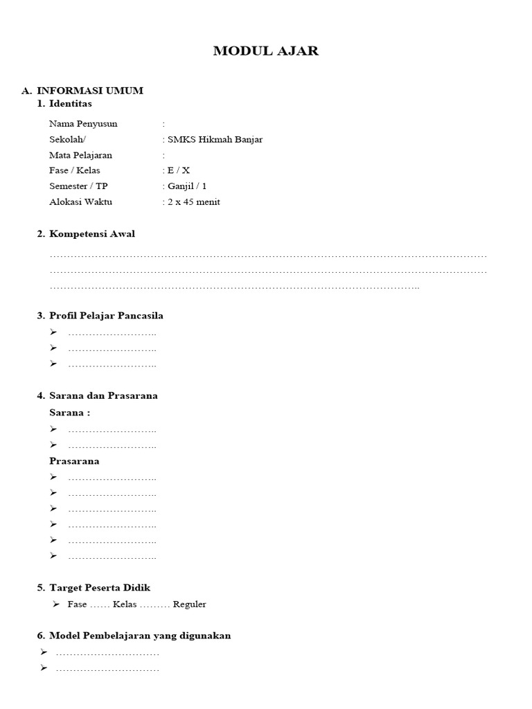 3 Form Modul Ajar | PDF