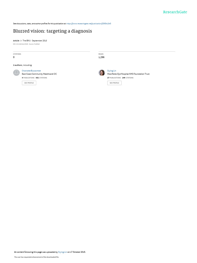 Blurred Vision: Targeting A Diagnosis: The BMJ September 2013 | PDF ...