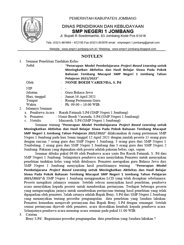 Notulen Seminar | PDF