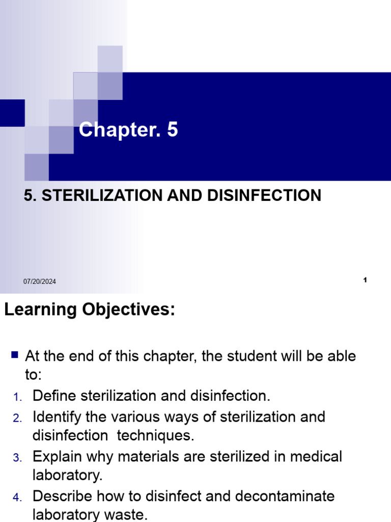 5 Chapter 5 Sterilization and Disinfection | PDF | Disinfectant | Sterilization (Microbiology)