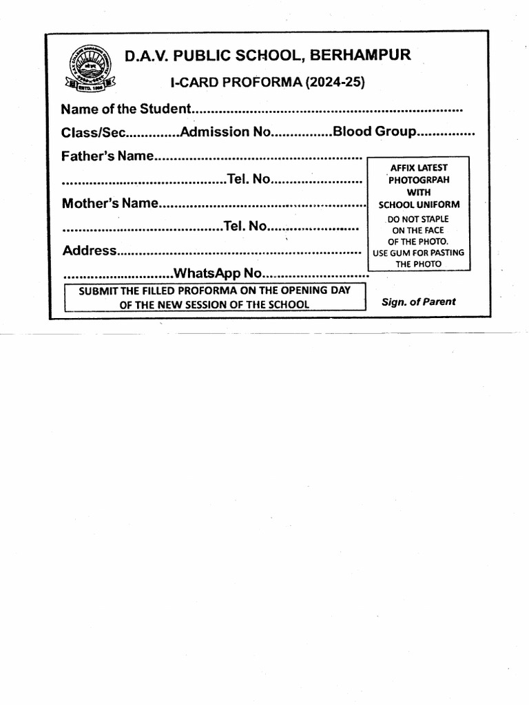 I-Card Proforma | PDF