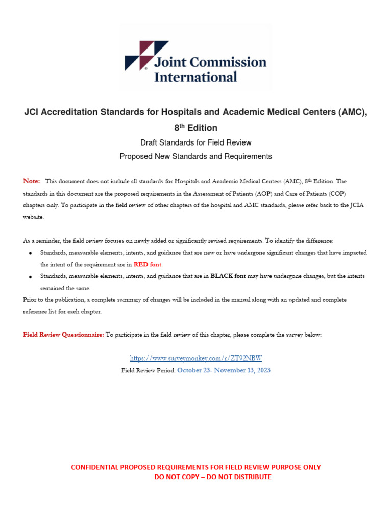 JCI 8th Edition | PDF | Dietitian | Screening (Medicine)