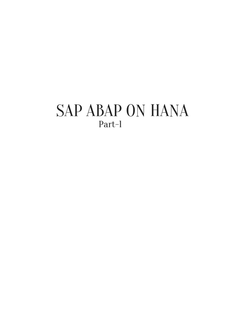 ABAP On HANA Sytnax Part 1 | PDF | Data Type | Parameter (Computer Programming)
