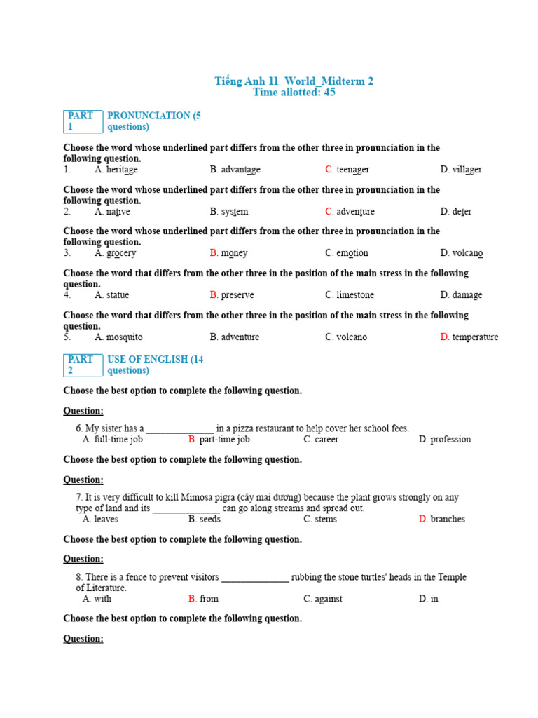 Tiếng Anh 11 - Midterm 2 | PDF | Marketing | Natural Environment