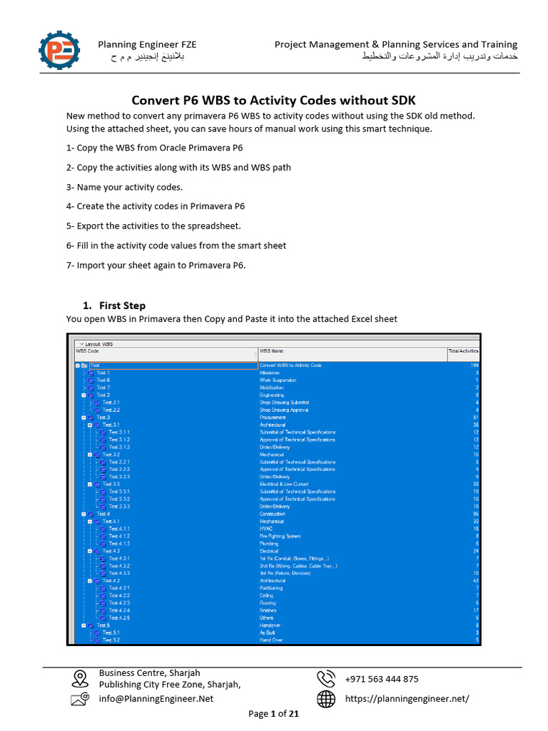 Convert P6 WBS To Activity Codes Without SDK PDF | PDF | Microsoft ...