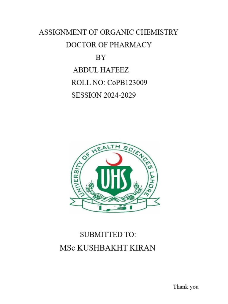Assignment of Organic Chemistry | PDF | Valence (Chemistry) | Chemical Bond