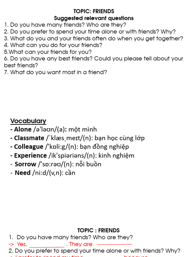 English Listening-Speaking 1 - Week 3 Friend, Family | PDF | Living ...