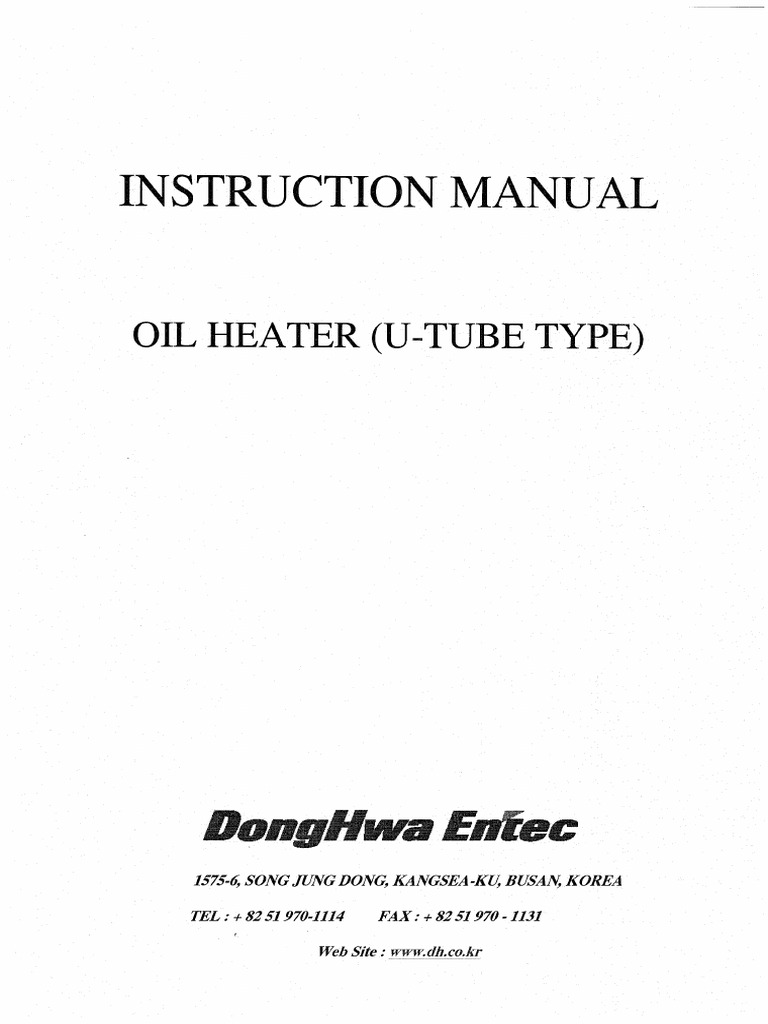 Manual For Oil Heater (U-Tube Type) | PDF