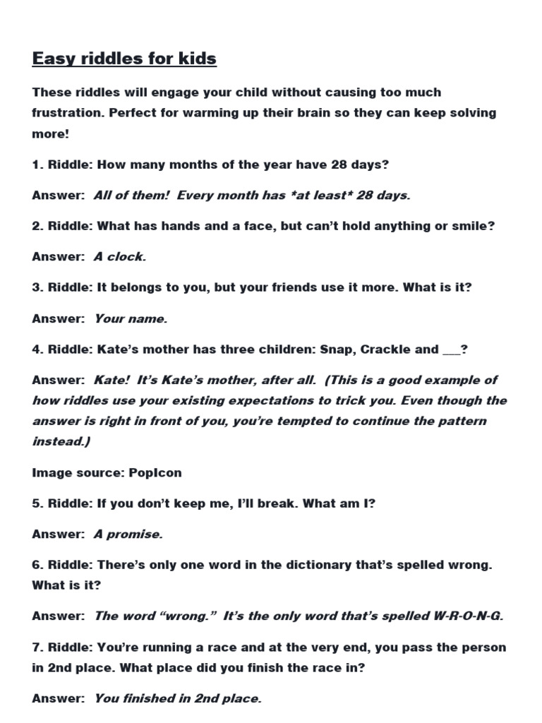 Easy riddles for kids | PDF