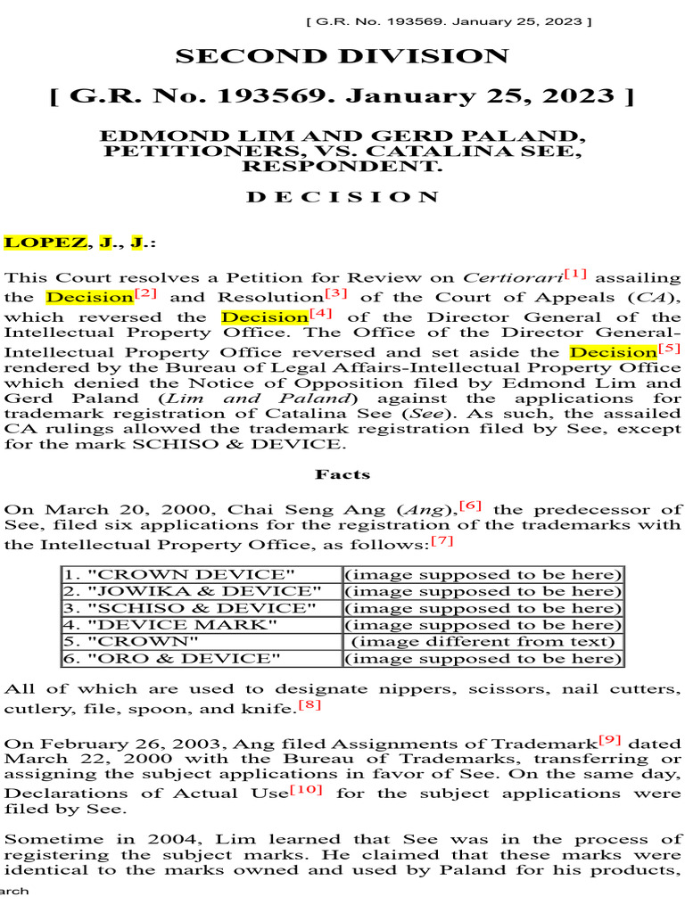 Lim Et Al Vs See | PDF | Trademark | Business