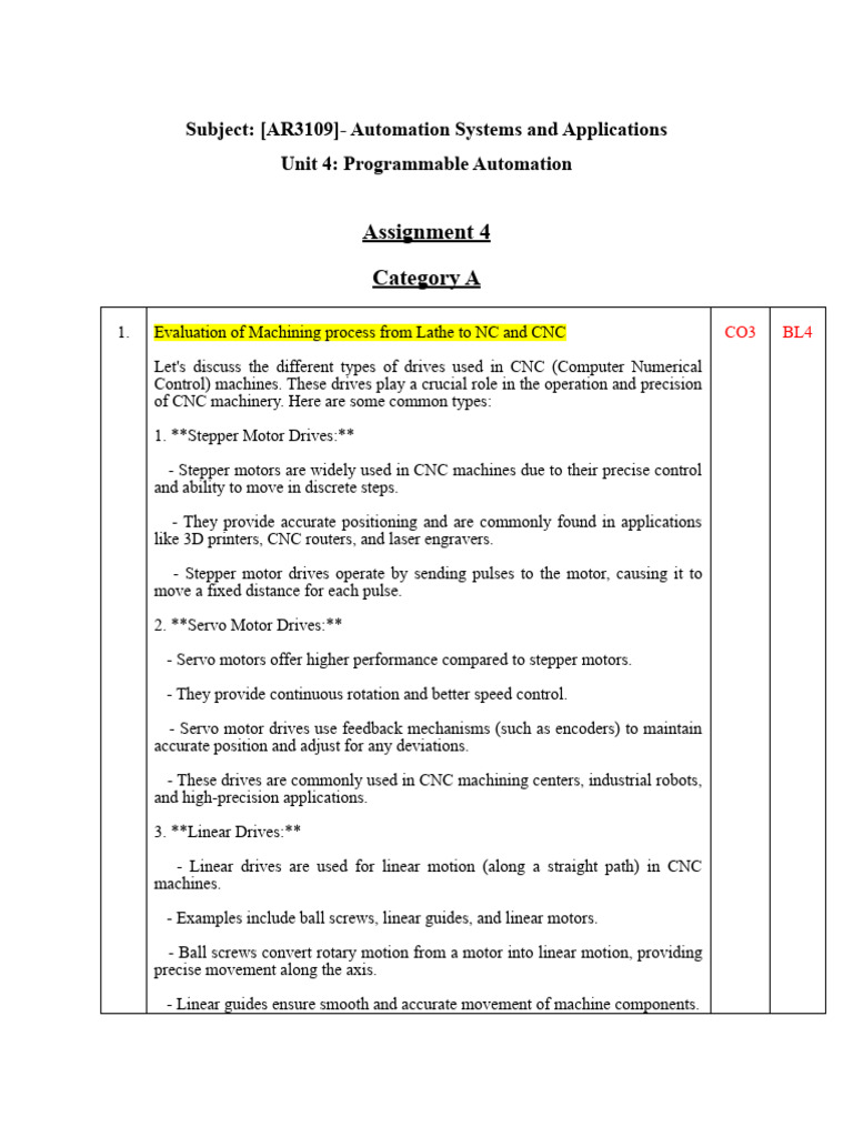 ASA - Unit 4 - Assignment 4 | PDF | Numerical Control | Automation ASA - Unit 4 - Assignment 4 | PDF | Numerical Control | Automation