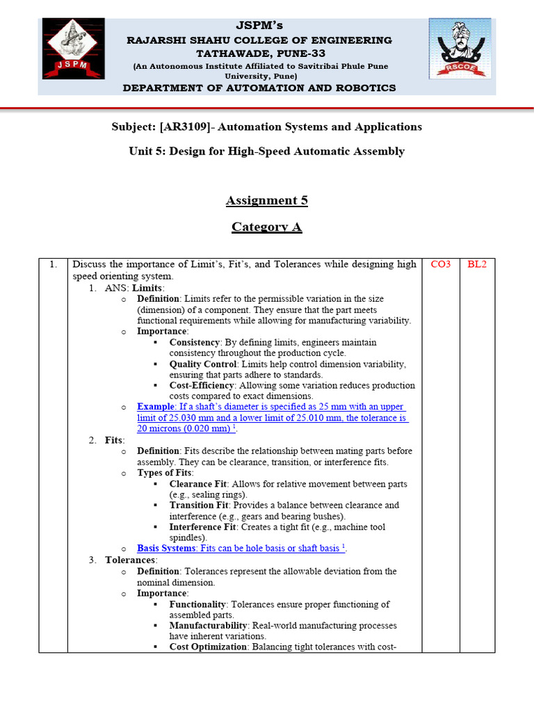 ASA - Unit 5 - Assignment 5 | PDF | Engineering Tolerance | Sewing Machine