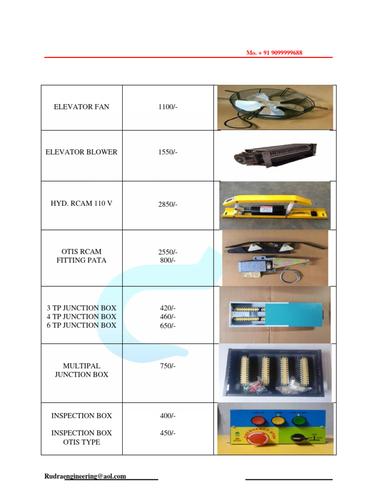 Elevator Equipment Price List | PDF | Elevator | Manufactured Goods
