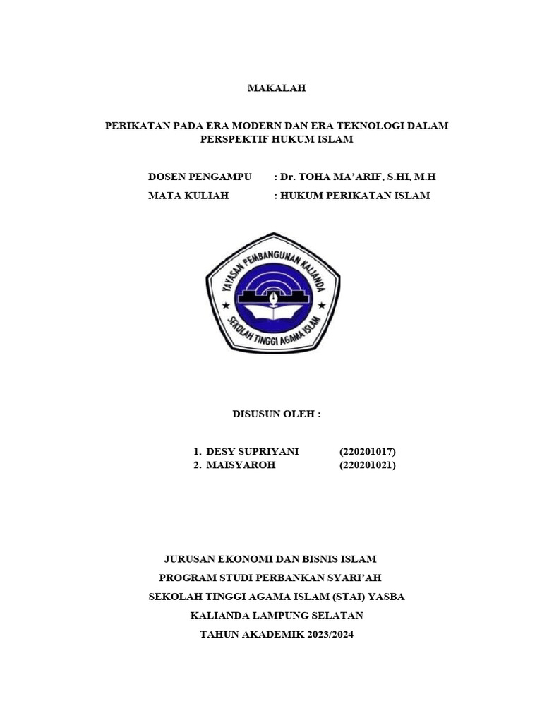 Makalah Perikatan Pada Era Modern Dan Era Teknologi New | PDF