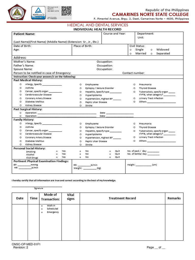 Individual Health Record Basic Ed | PDF | Epilepsy | Human Diseases And ...