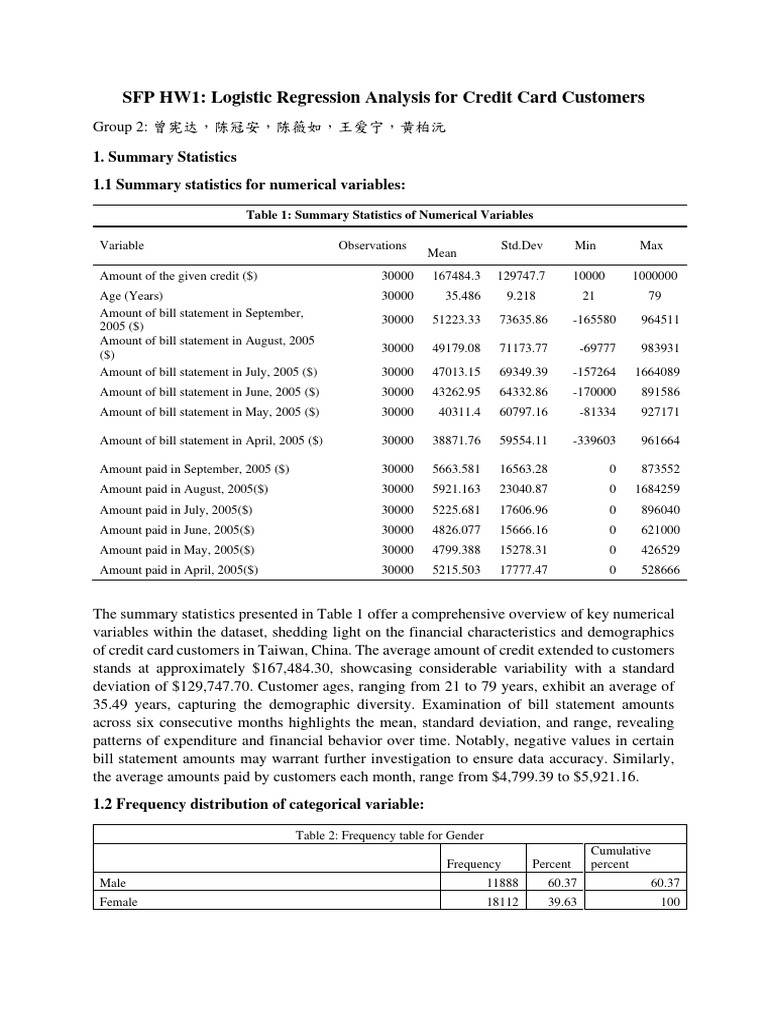 HW1_Group 2 | PDF | Logistic Regression | Odds