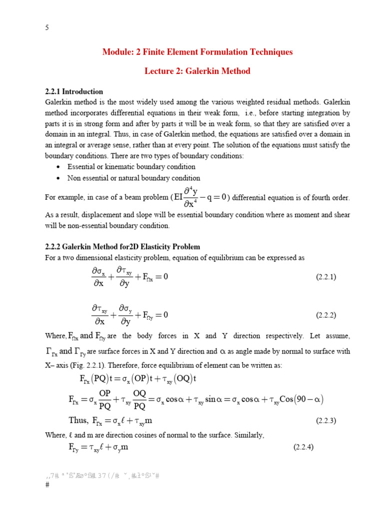 Module: 2 Finite Element Formulation Techniques Lecture 2: Galerkin ...