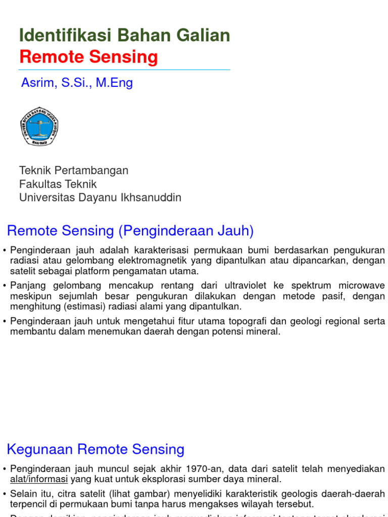 Identifikasi Bahan Galian - Asrim - Remote Sensing | PDF