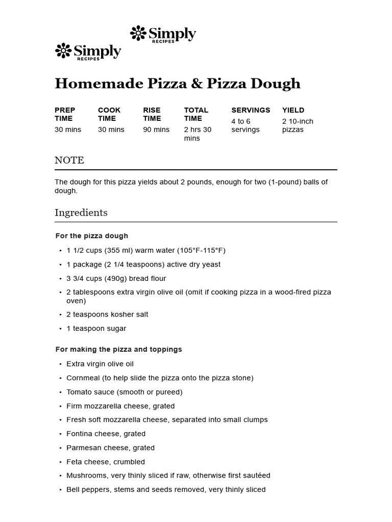 Homemade Pizza Dough Recipe Guide | PDF | Pizza | Dough