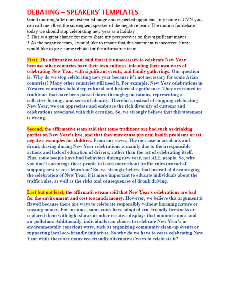 Arguments Against Ending New Year Celebrations | PDF | Traditions | Natural Environment