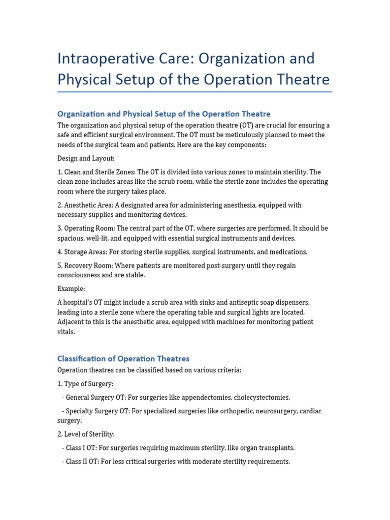 Intraoperative Care | PDF | Surgery | Anesthesia