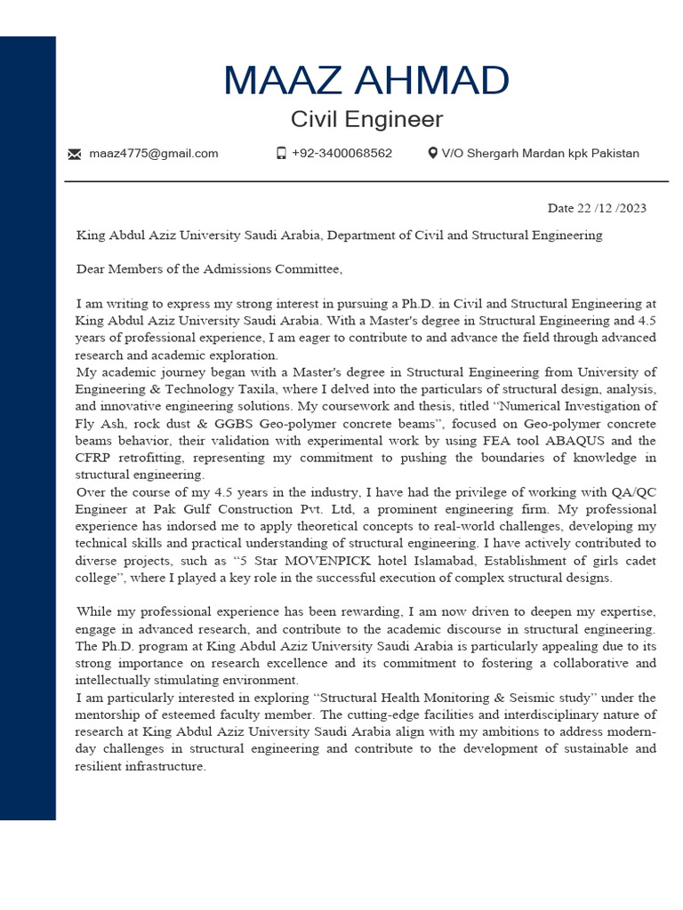 Statement of Purpose | PDF | Engineering | Liberal Arts Education