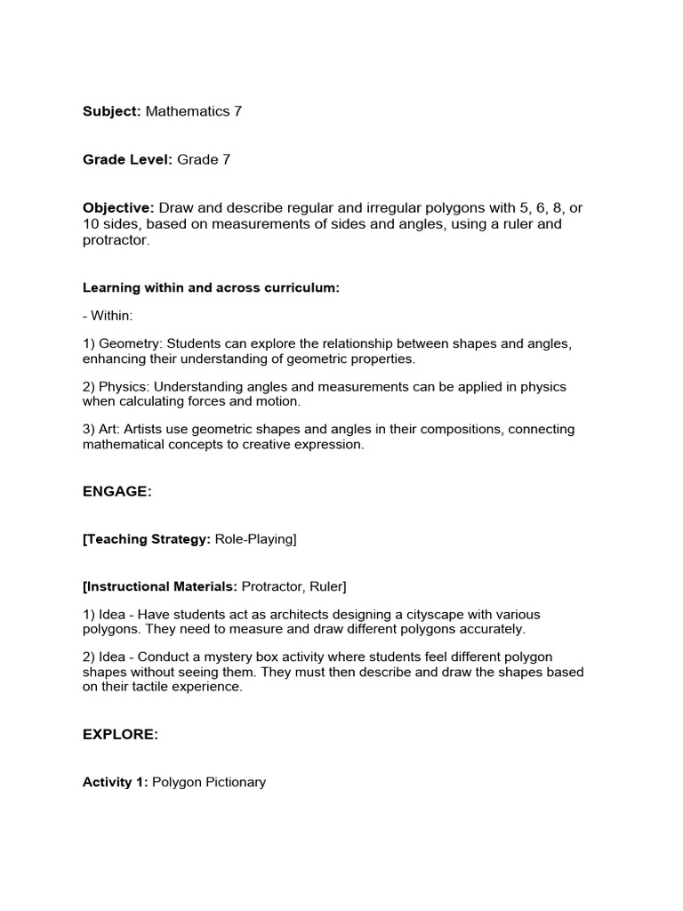 Lesson Plan | PDF | Shape | Polygon