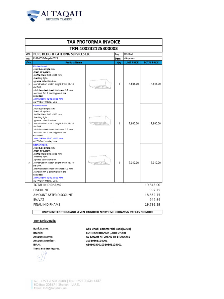 TAX PROFORMA INVOICE P-324057-Taqah - 2024 PURE DELIGHT CATERING ...