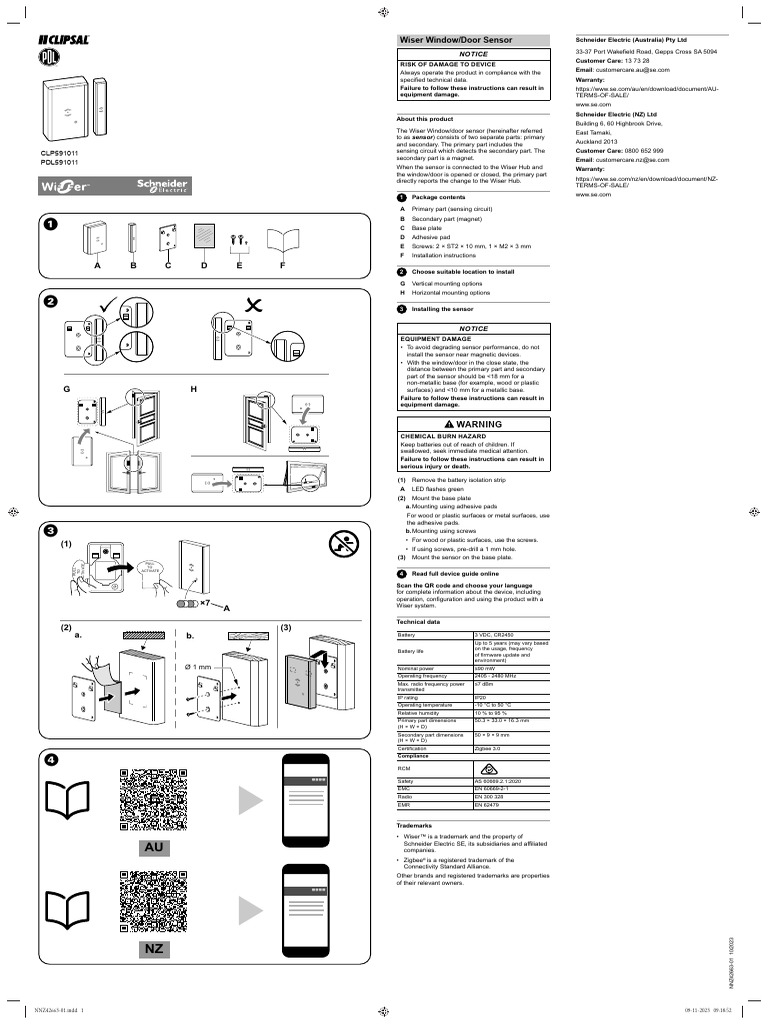 Nnz4266301-Wiser Window-Door Sensor | PDF | Door | Manufactured Goods