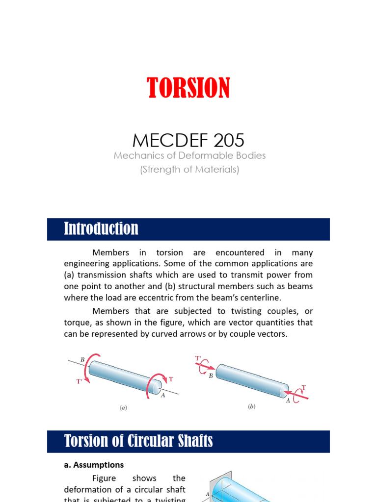 Torsion Pdf Stress Mechanics Torque