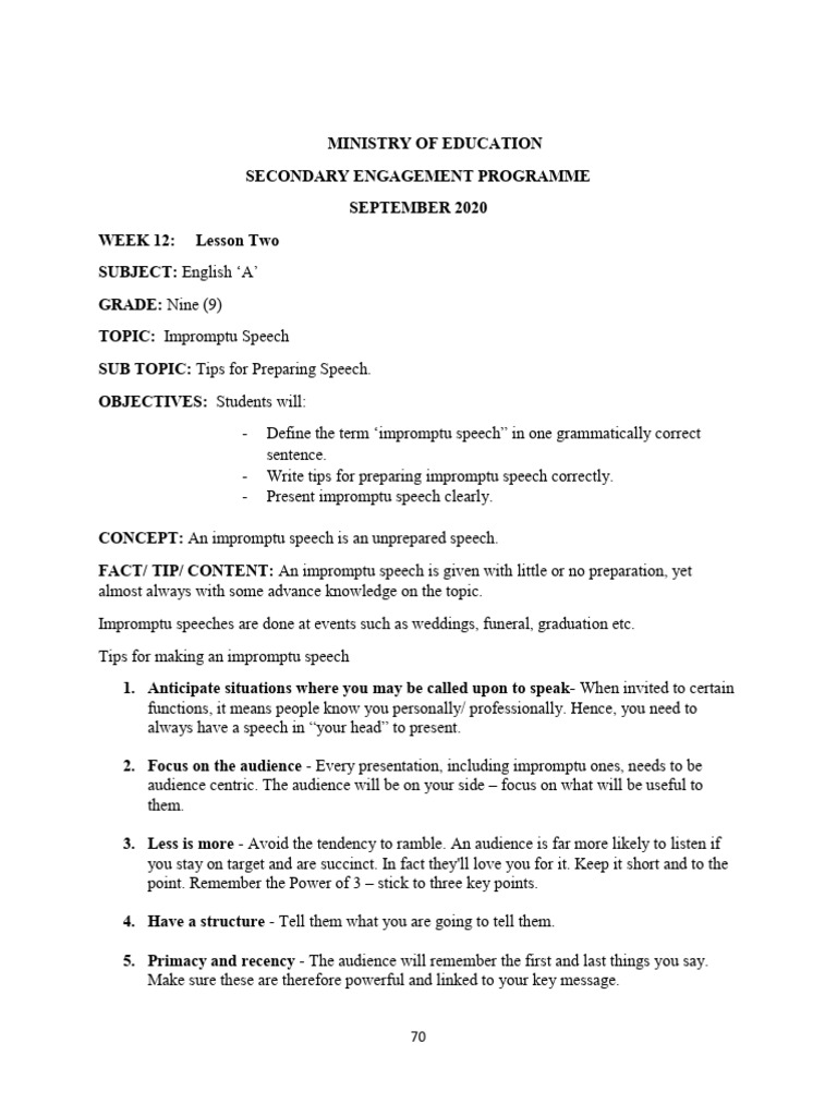 Grade 9 English Language Week 12 Lesson 2 | PDF | Speech | English Language