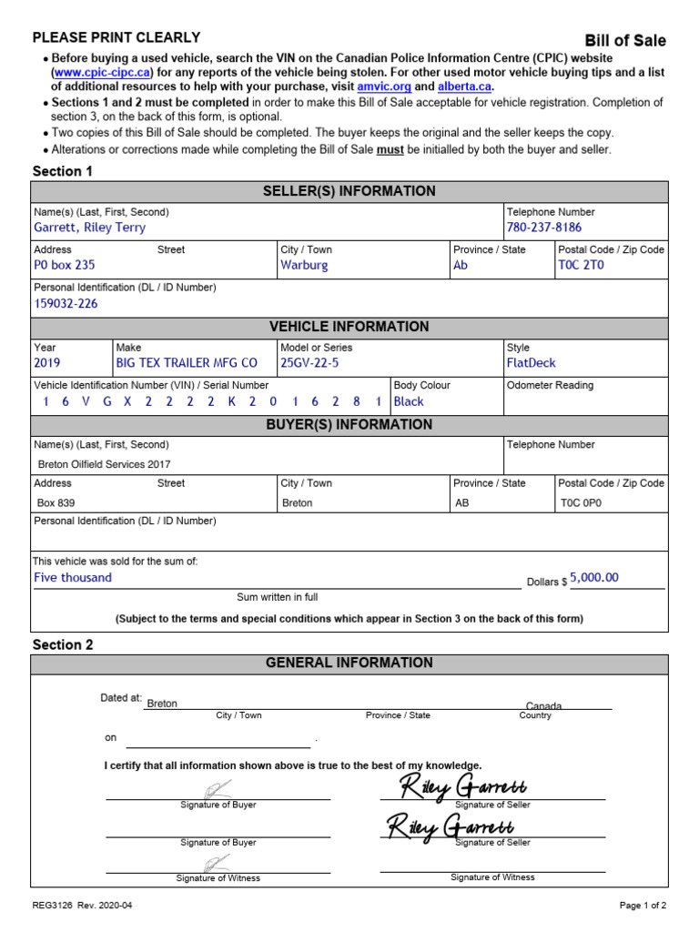 Gooseneck Signed by Daniel | PDF | Vehicle Registration Plate | Vehicles