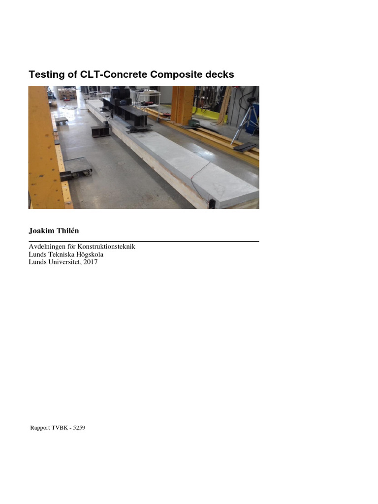 Testing of CLT-Concrete Composite Decks | PDF | Bending | Beam (Structure)