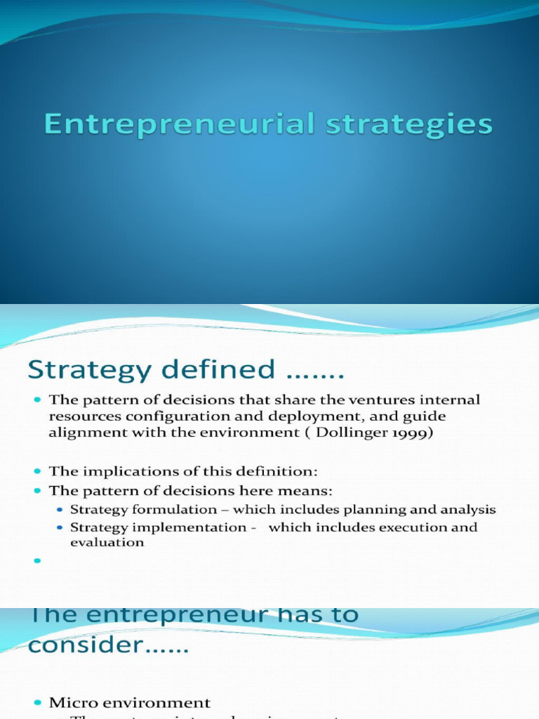 Entrepreneurial Strategies | PDF