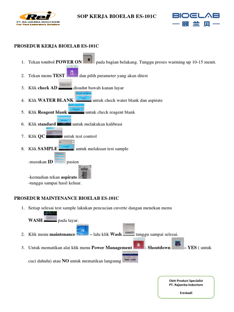 Sop Kerja Bioelab Es 101 | PDF | Kesehatan Holistik | Teknologi & Rekayasa