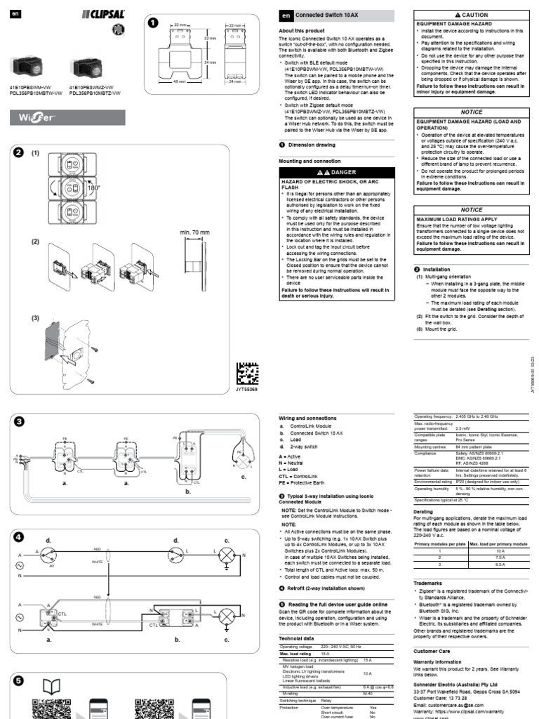 Jyt55069-Wiser Iconic Connected Switch 10ax | PDF | Electrical Wiring ...