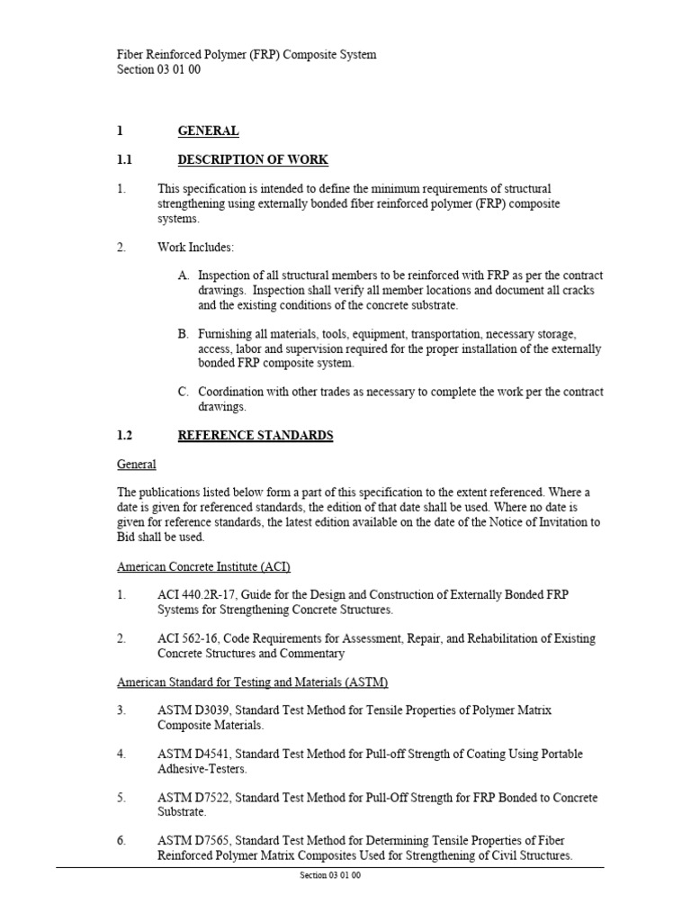 Fiber Reinforced Polymer FRP Composite System 03 01 00 en | PDF | Fibre ...