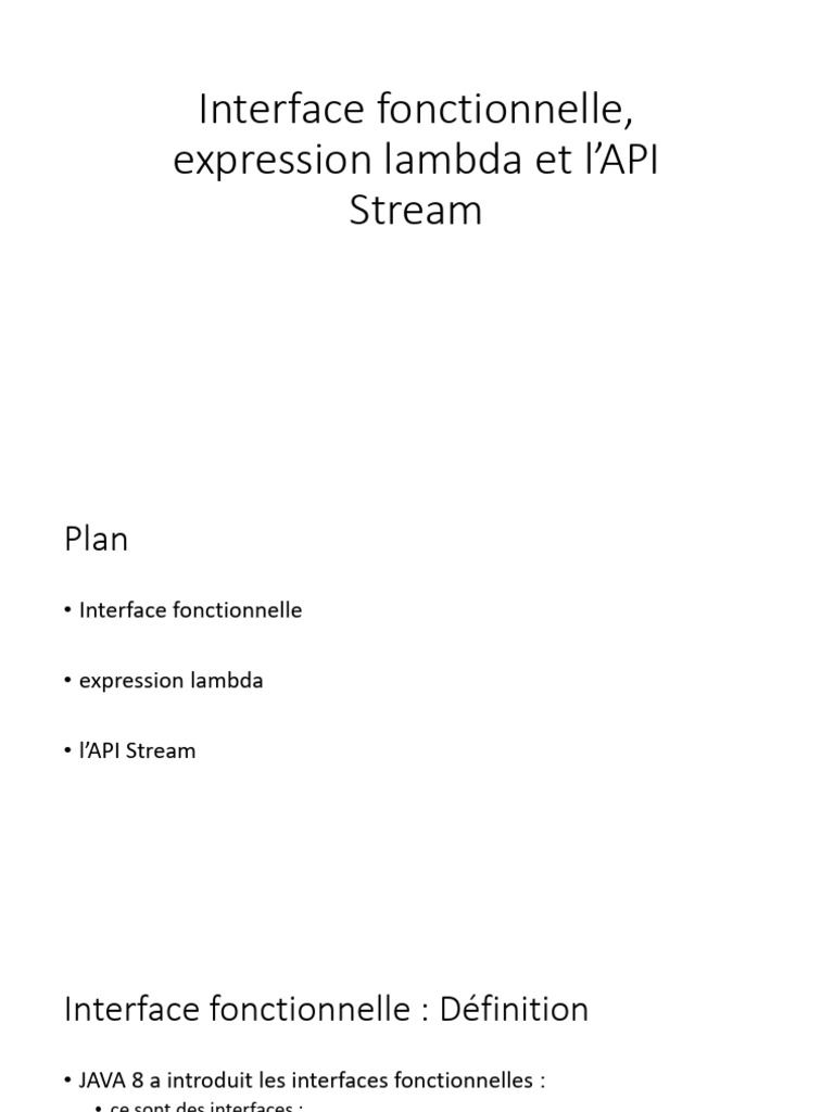 Interface Fonctionnelle Et Expression Lambda | PDF | Interface (Informatique) | Classe ...