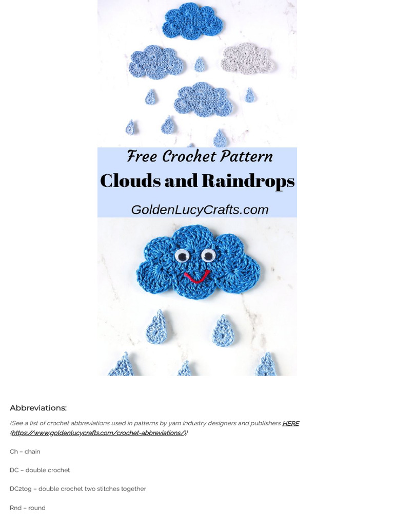 Crochet Clouds and Raindrops Applique | PDF