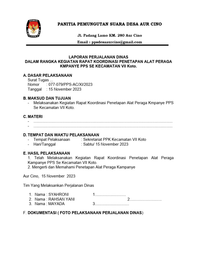 Contoh Lap Perjadin | PDF