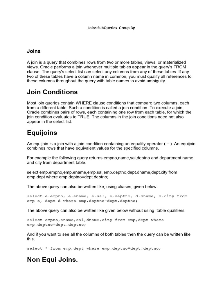 SQL Joins and Subqueries Explained | PDF | Computer Programming | Sql