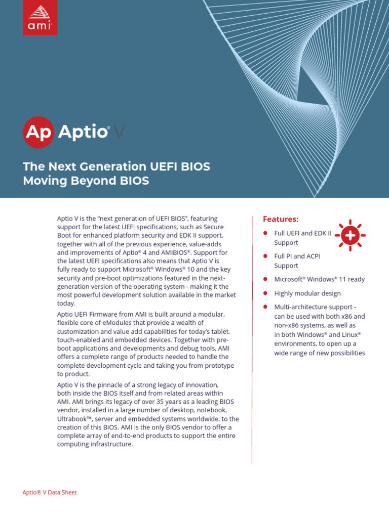 Aptio_V_Data_Sheet_PUB | PDF | Bios | Microsoft Windows