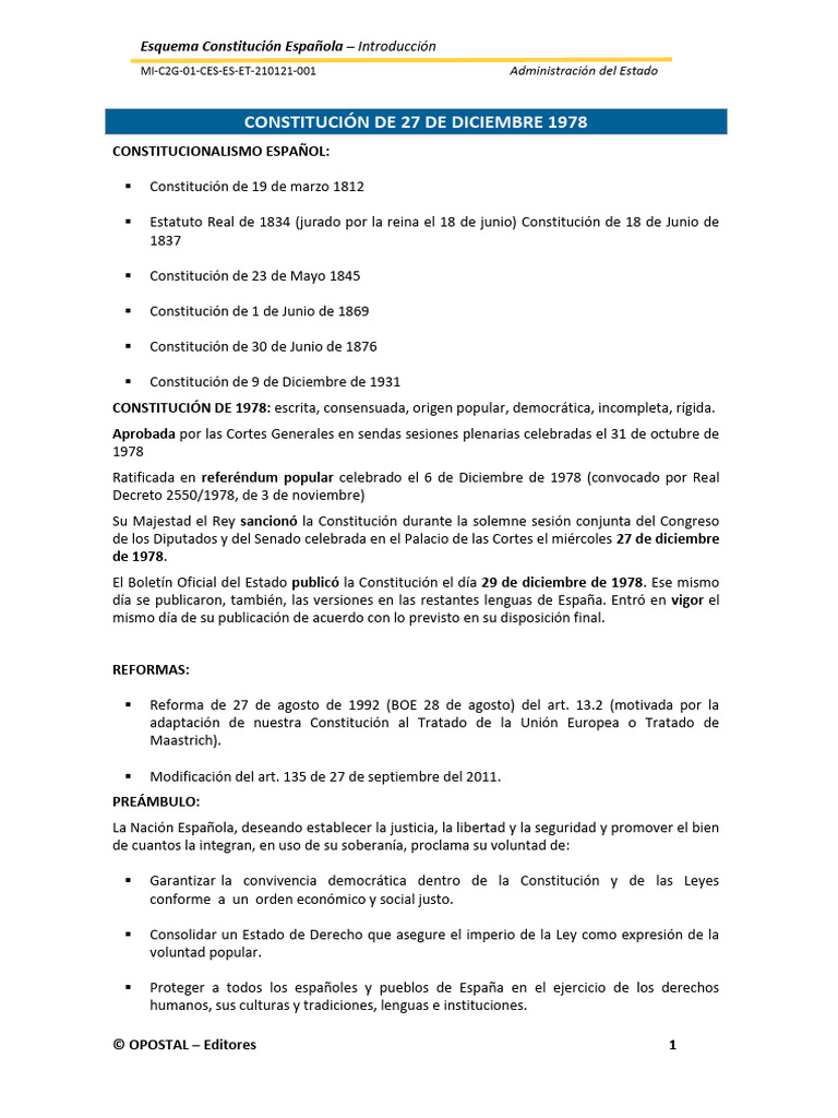 Esquema Constitución 01 Introducción Ce Pdf Constitución Cartas