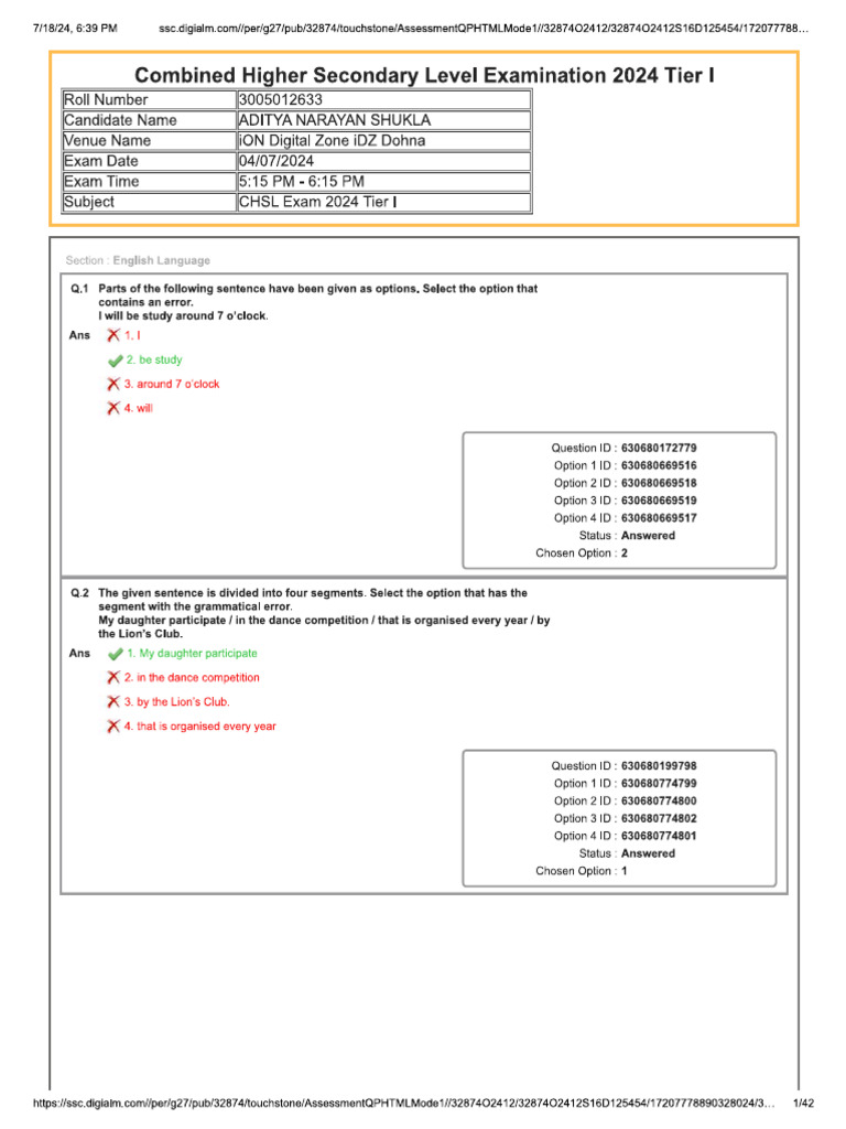 My Answer Key | PDF