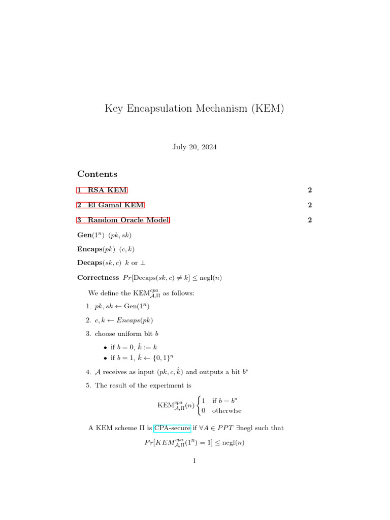 Key Encapsulation Mechanism Overview | PDF | Applied Mathematics ...