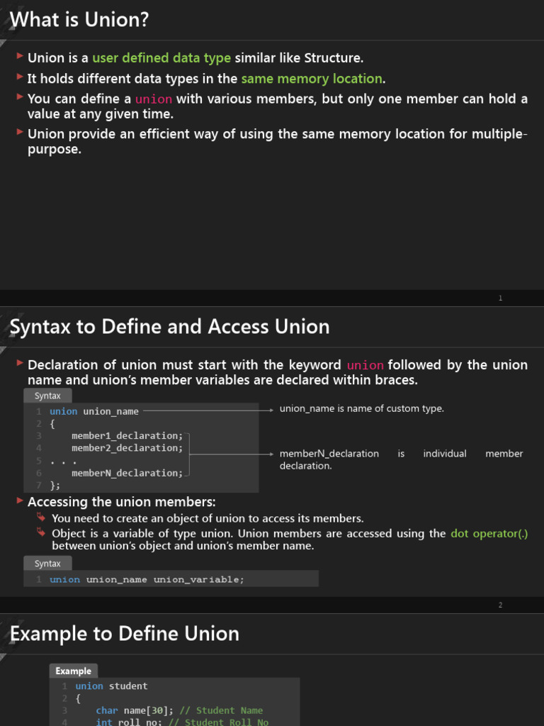Unit-8 Union Pps | PDF | Data Type | Computer Programming