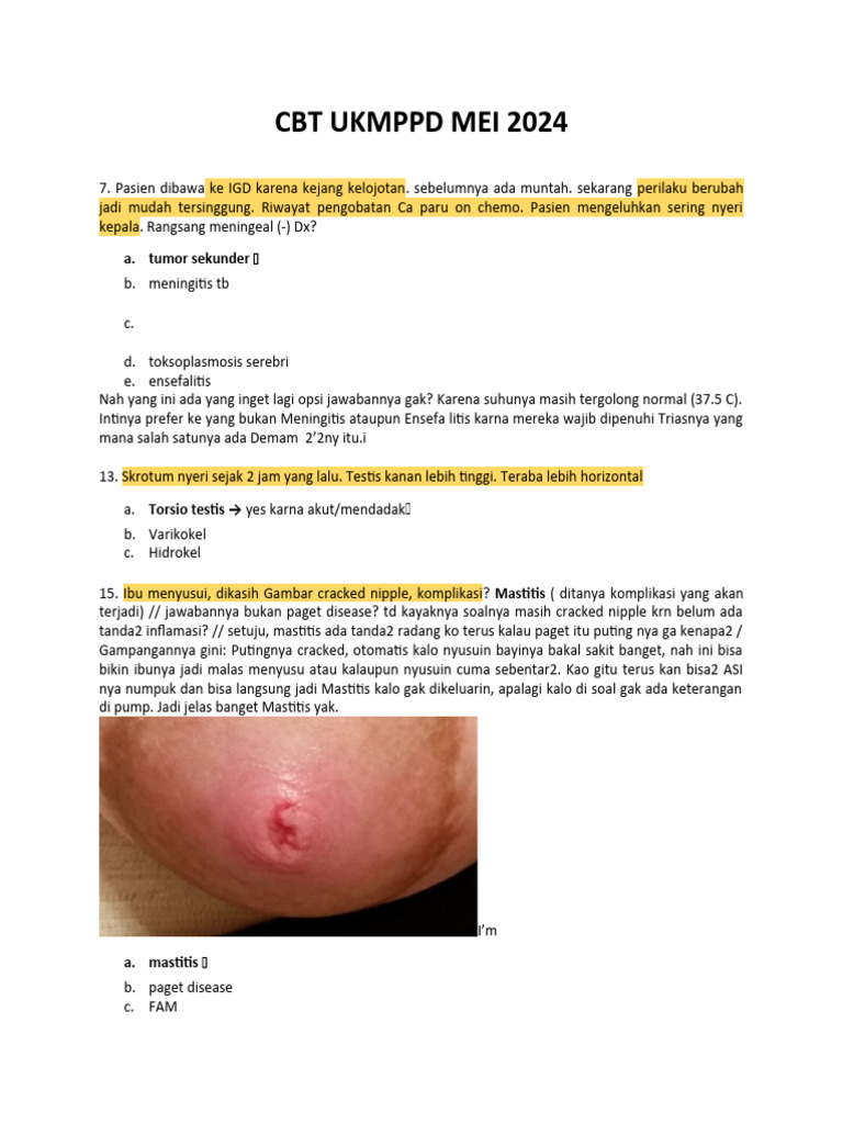 CBT Ukmppd Mei 2024 Bedah | PDF | Kesehatan Holistik | Sains & Matematika