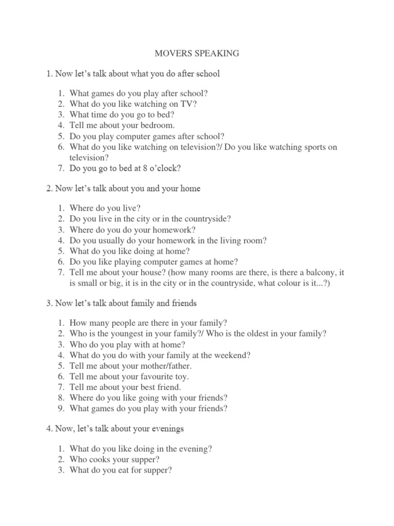 Movers Speaking | PDF