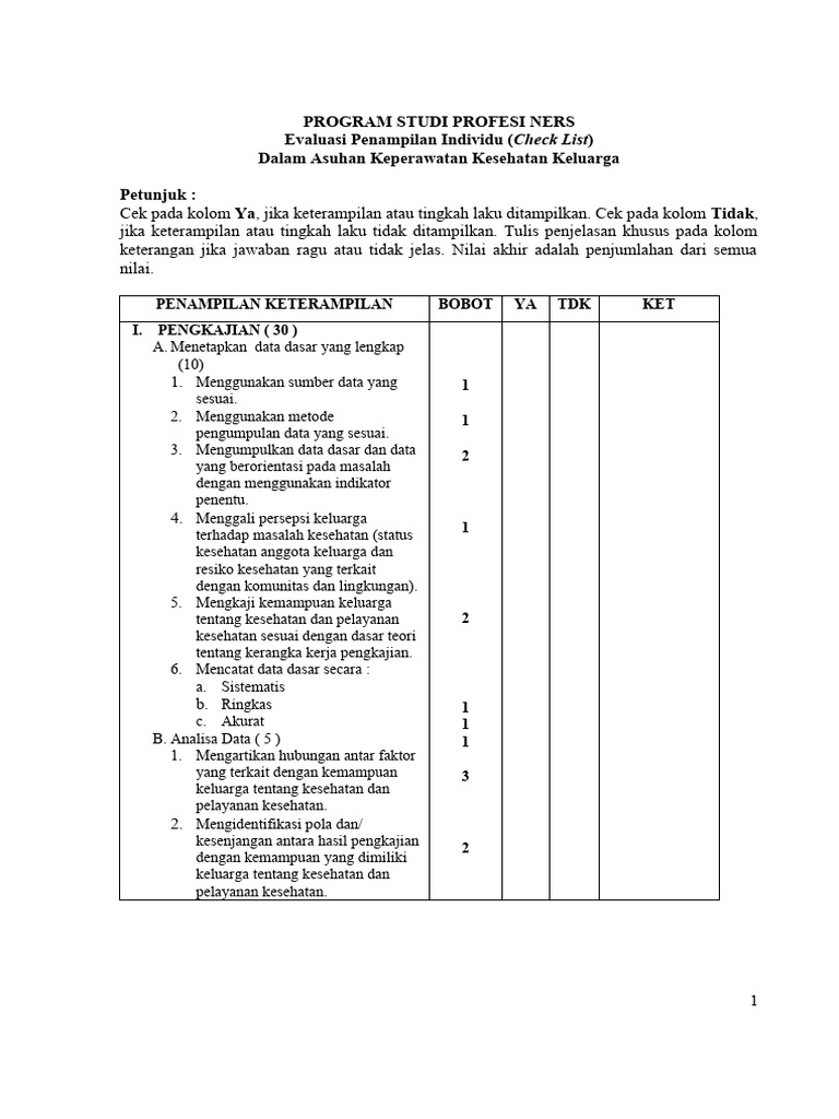Evaluasi Keterampilan Keperawatan Keluarga | PDF | Karier & Perkembangan | Pengembangan Diri
